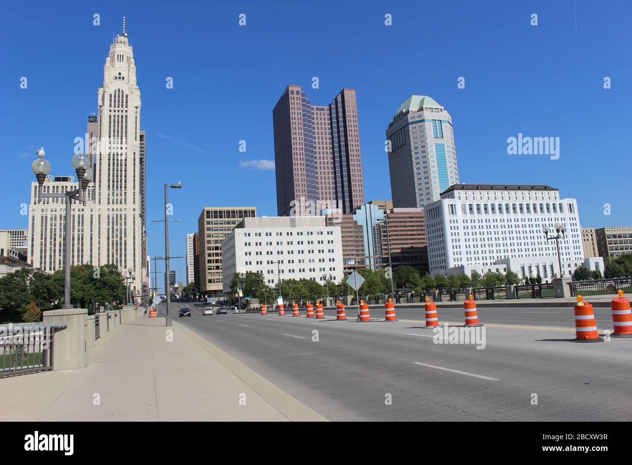 Great View of Downtown Columbus Ohio skyline, Scioto river west broad ...
