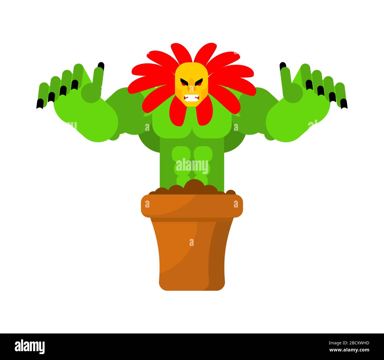Angry Flower in pot. Evil Home plant. Aggressive herb Stock Vector ...