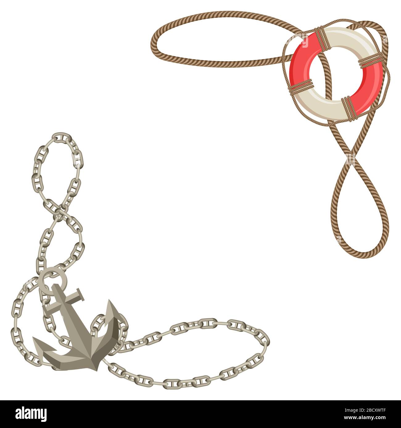 Nautical background with sailing items, ropes and chains Stock Vector ...