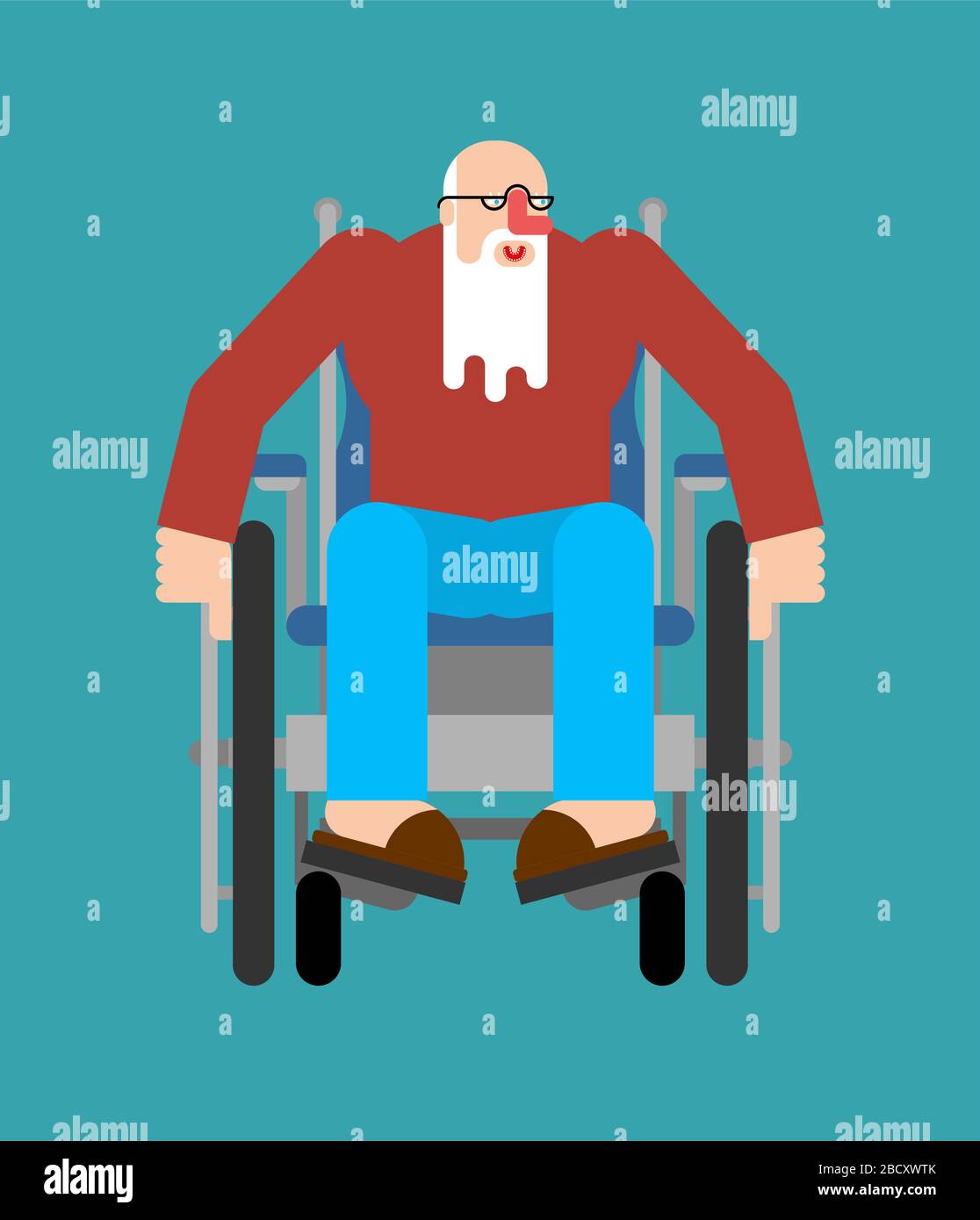 Granddad on wheelchair. Disabled grandfather can't walk Stock Vector ...