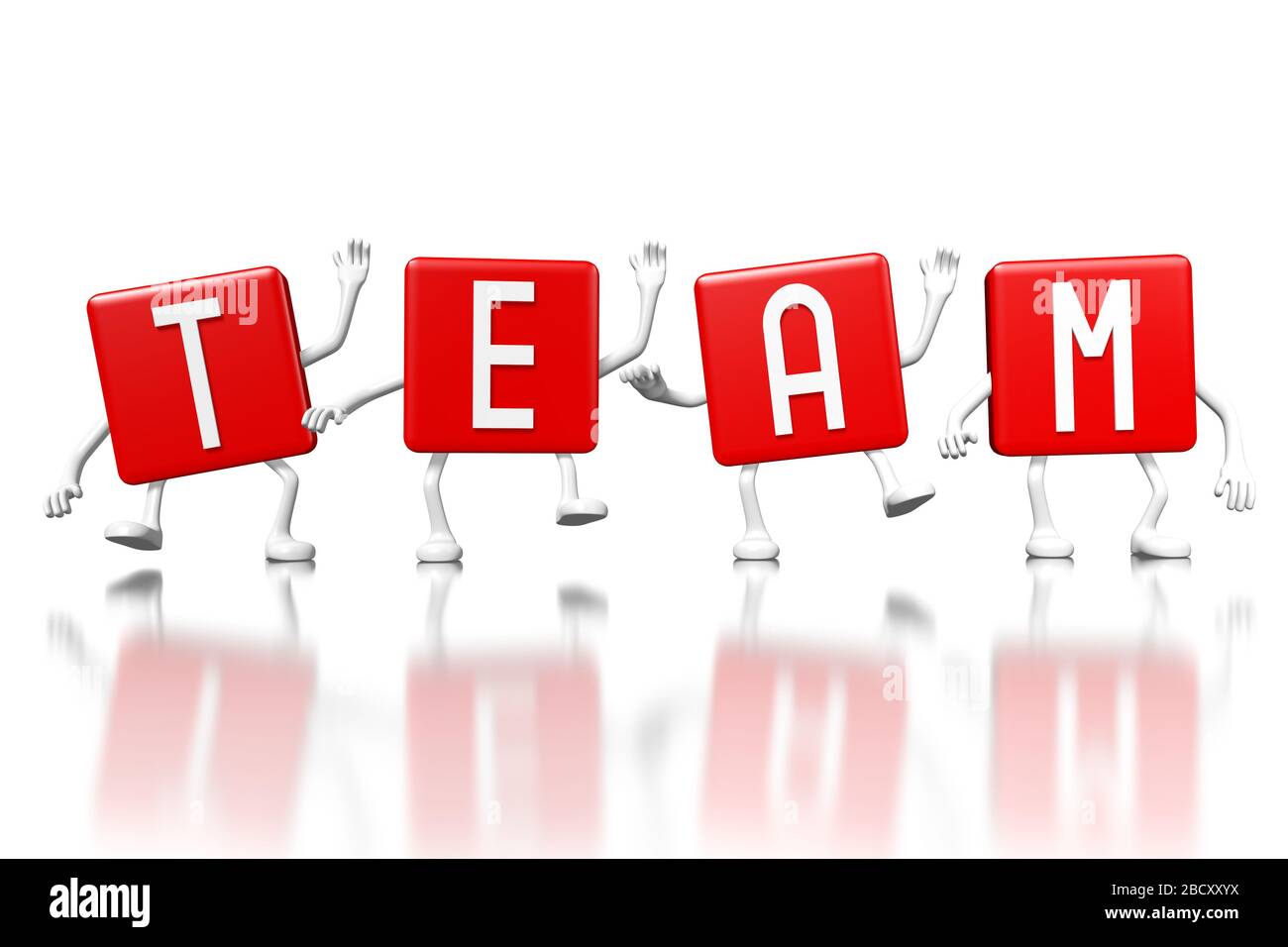 3D red cubes word - team Stock Photo - Alamy