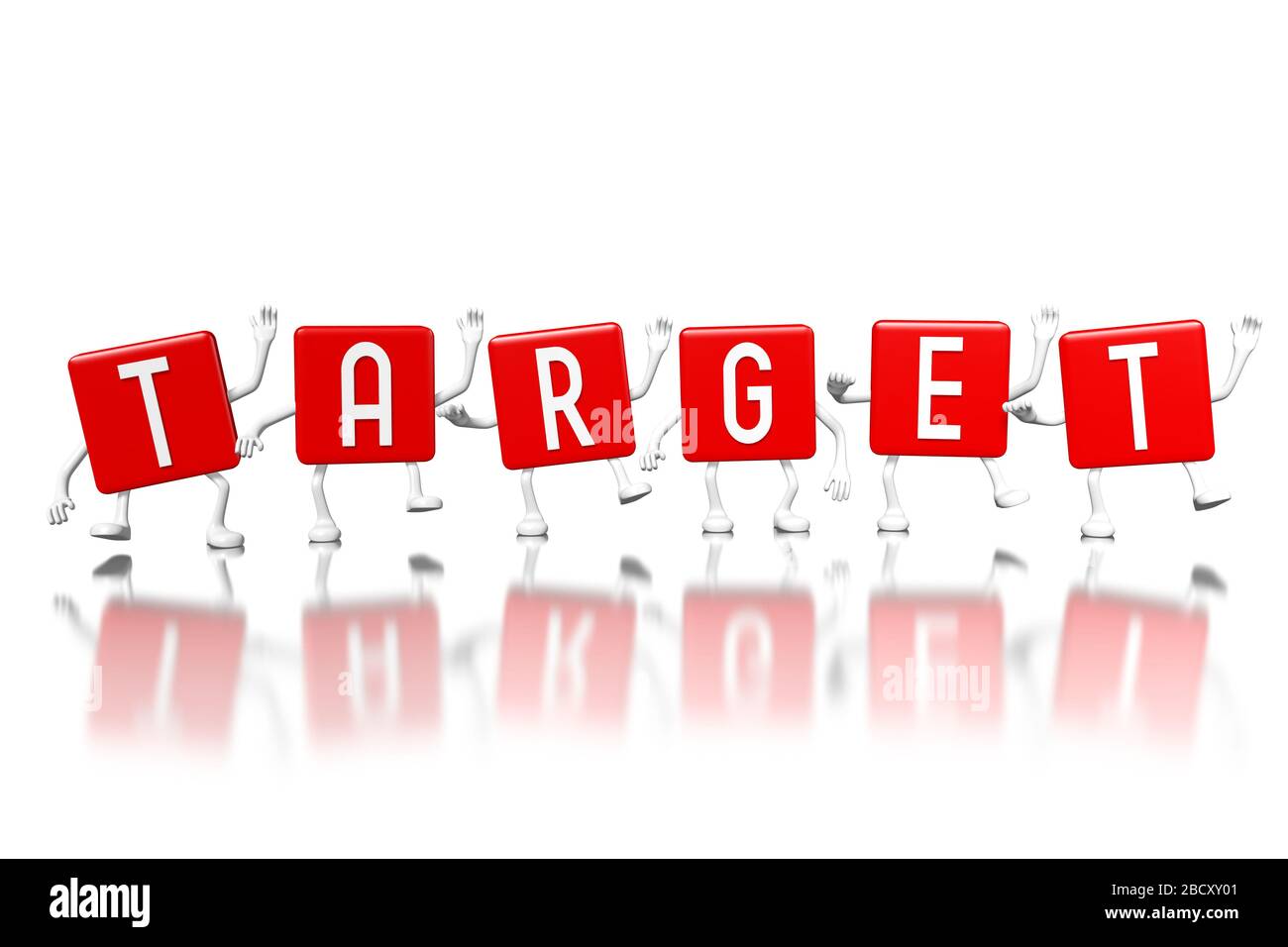 3D red cubes word - target Stock Photo - Alamy