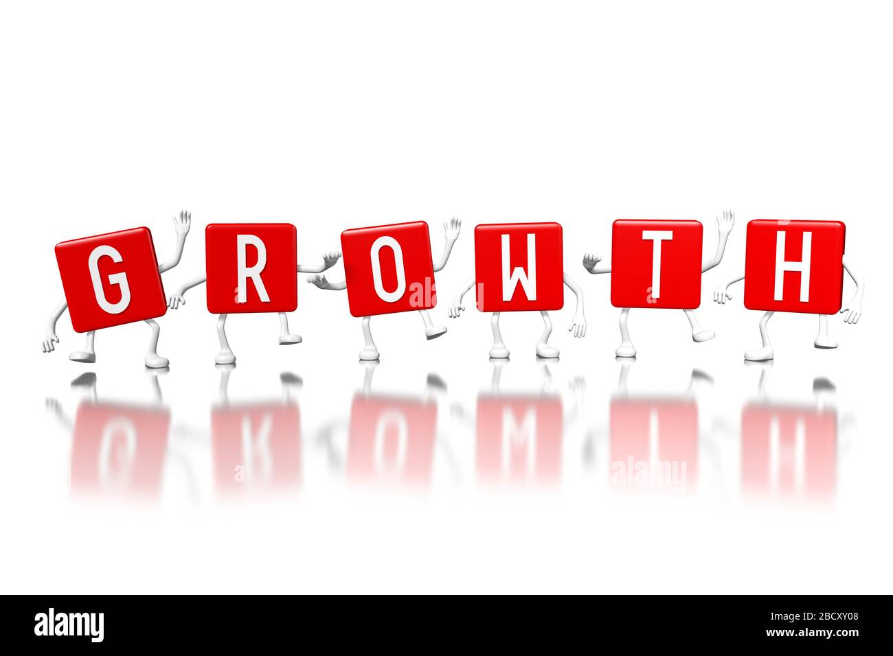 3D red cubes word - growth Stock Photo - Alamy