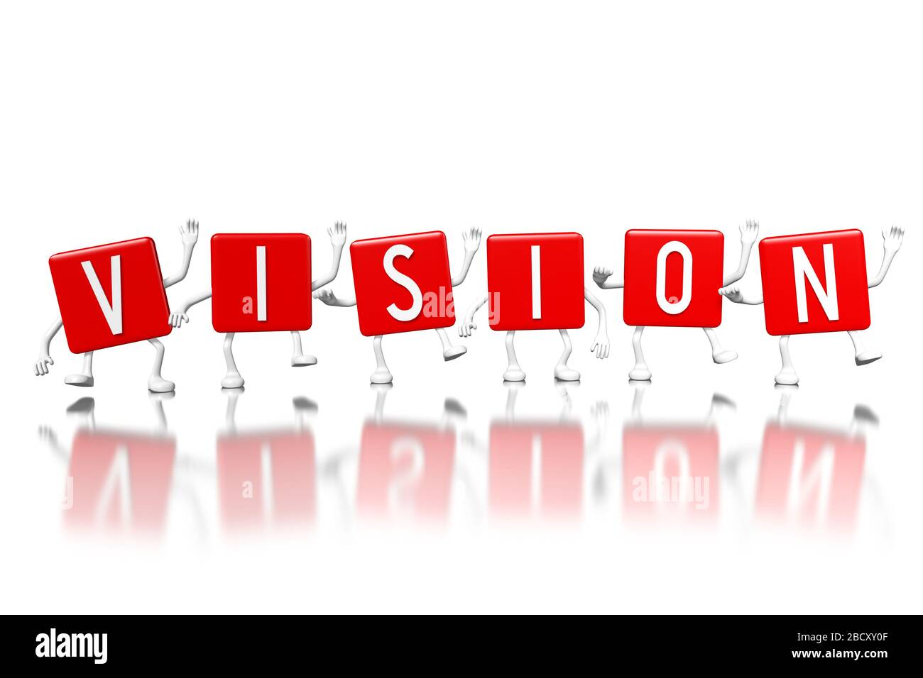 3D red cubes word - vision Stock Photo - Alamy