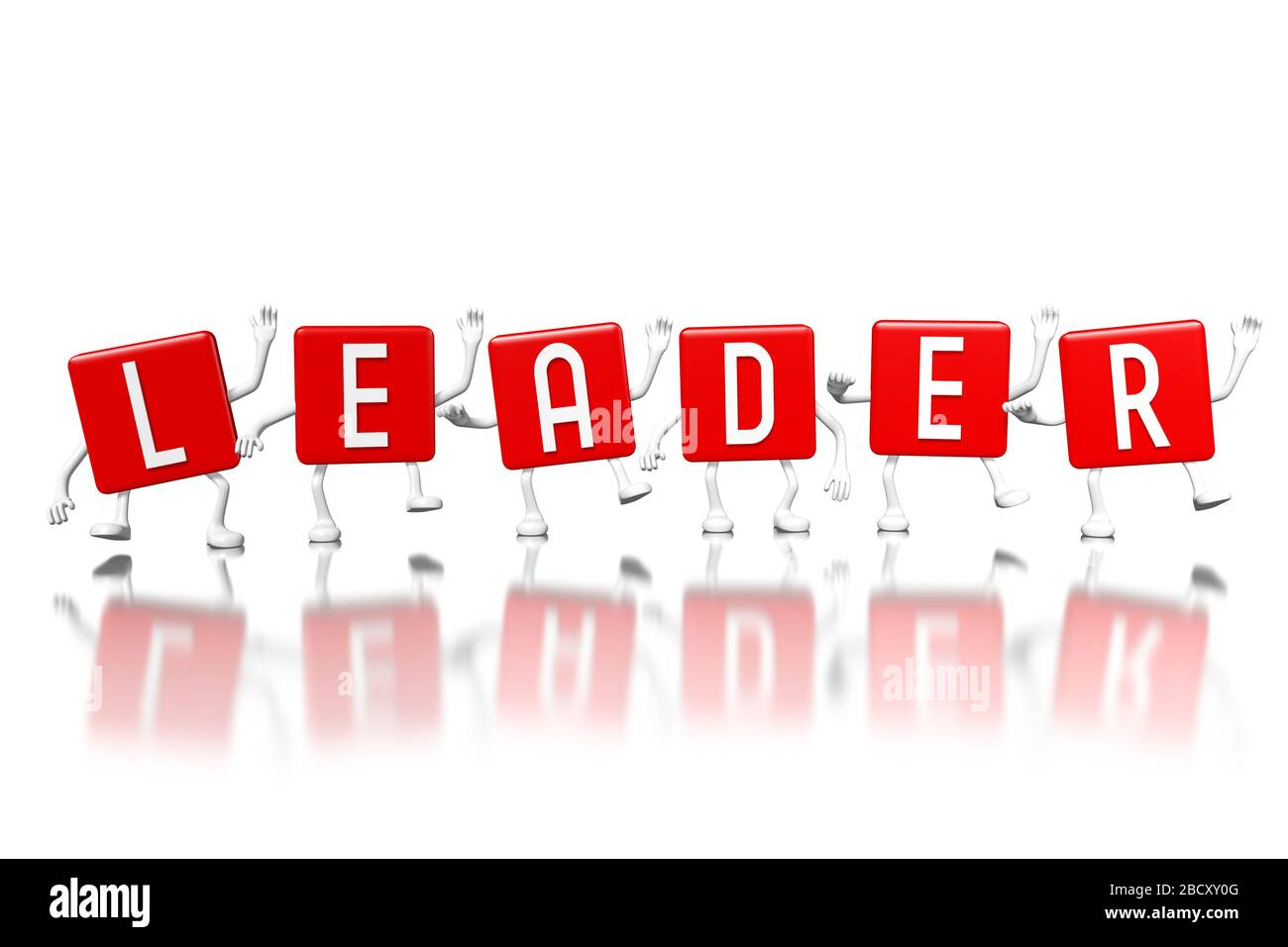 3D red cubes word - leader Stock Photo - Alamy