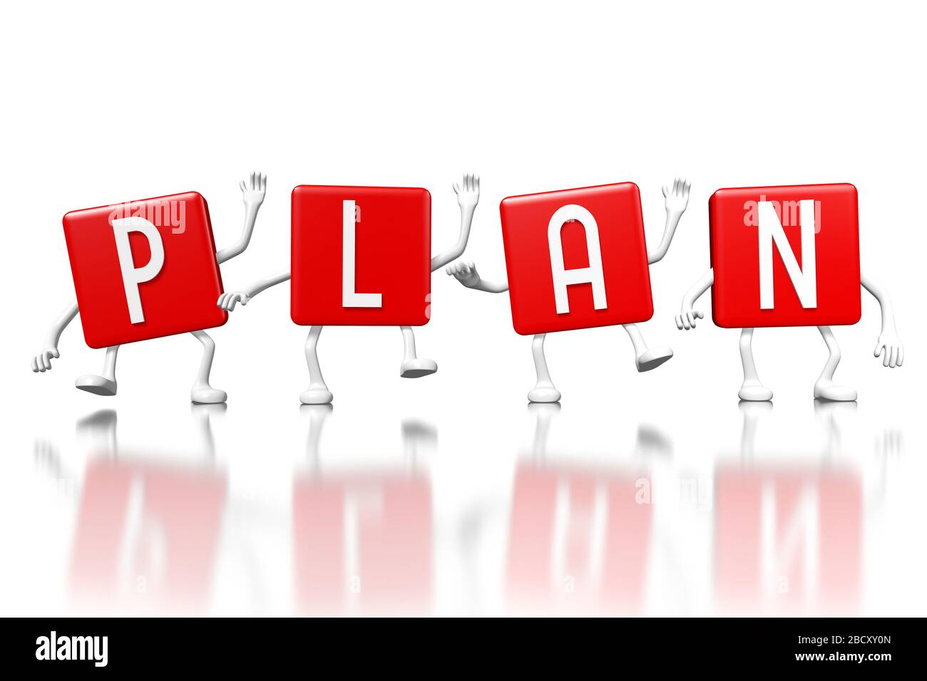 3D red cubes word - plan Stock Photo - Alamy