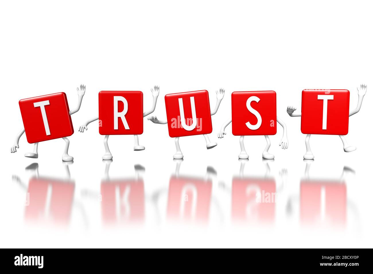 3D red cubes word - trust Stock Photo - Alamy