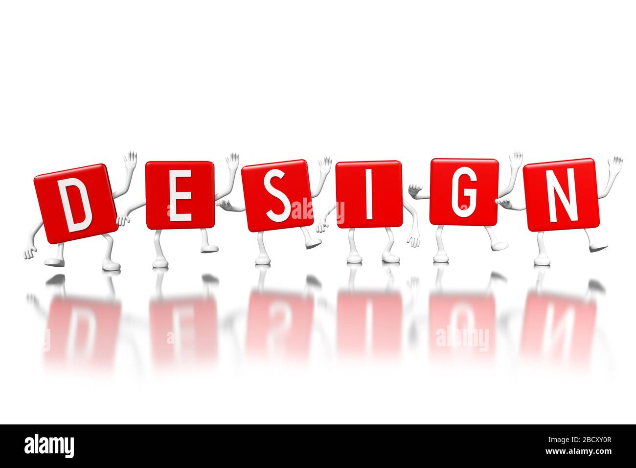 3D red cubes word - design Stock Photo - Alamy