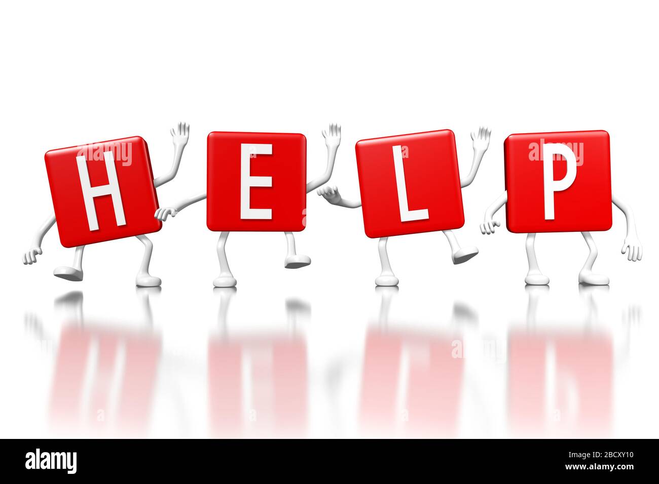 3D red cubes word - help Stock Photo - Alamy