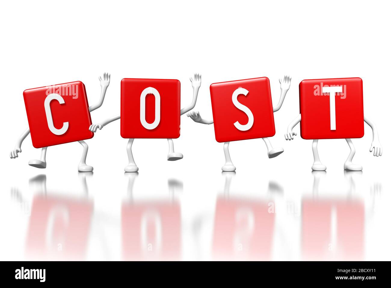 3D red cubes word - cost Stock Photo - Alamy