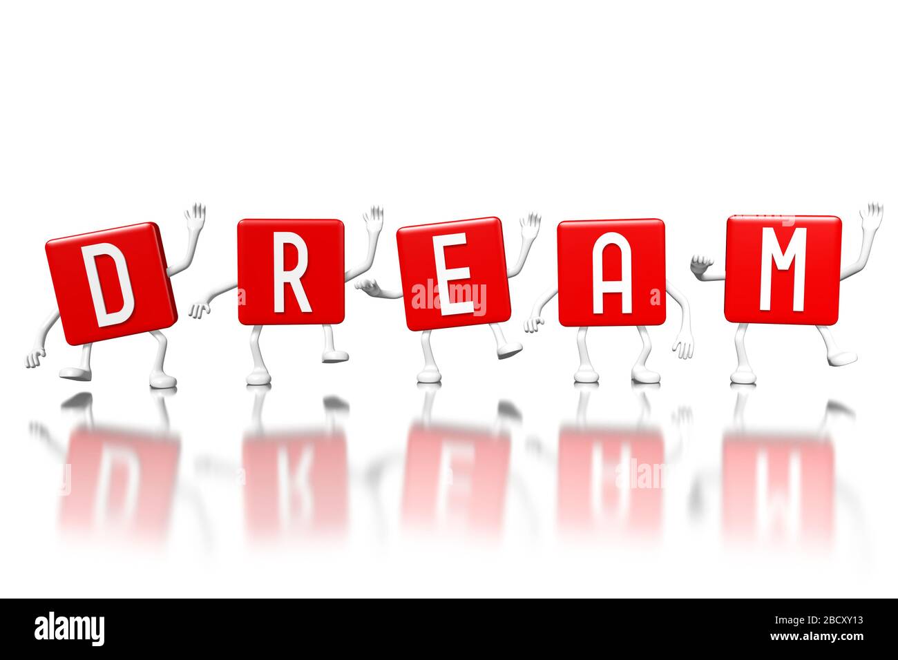 3D red cubes word - dream Stock Photo - Alamy