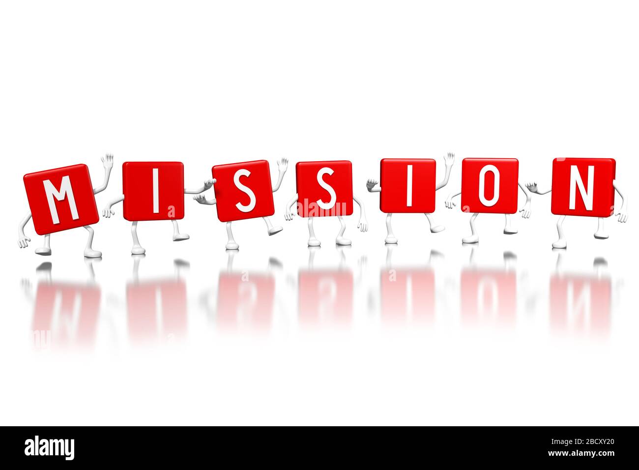 3D red cubes word - mission Stock Photo - Alamy
