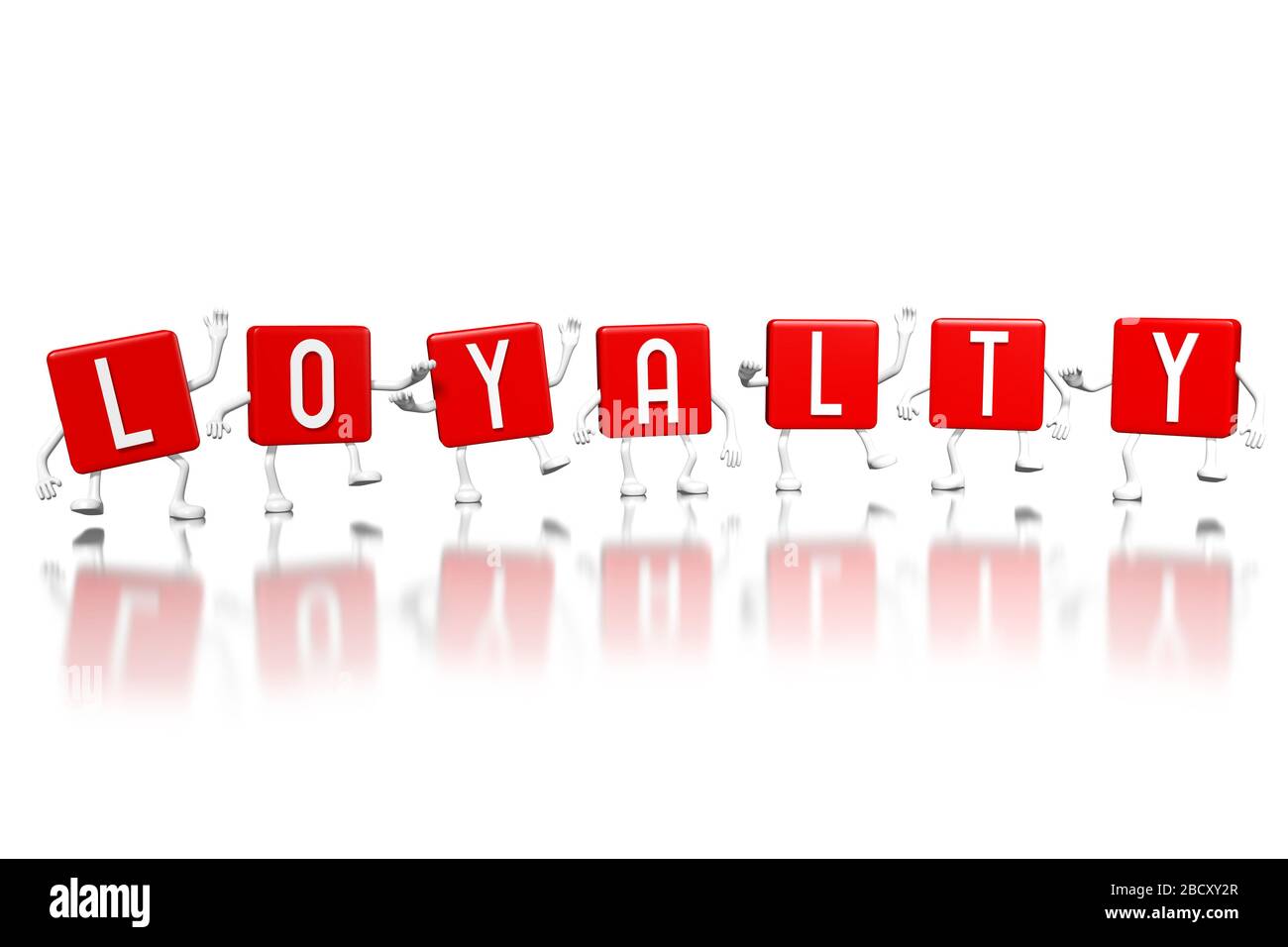 3D red cubes word - loyalty Stock Photo - Alamy