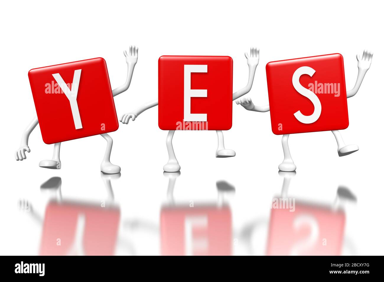 3D red cubes word - yes Stock Photo - Alamy