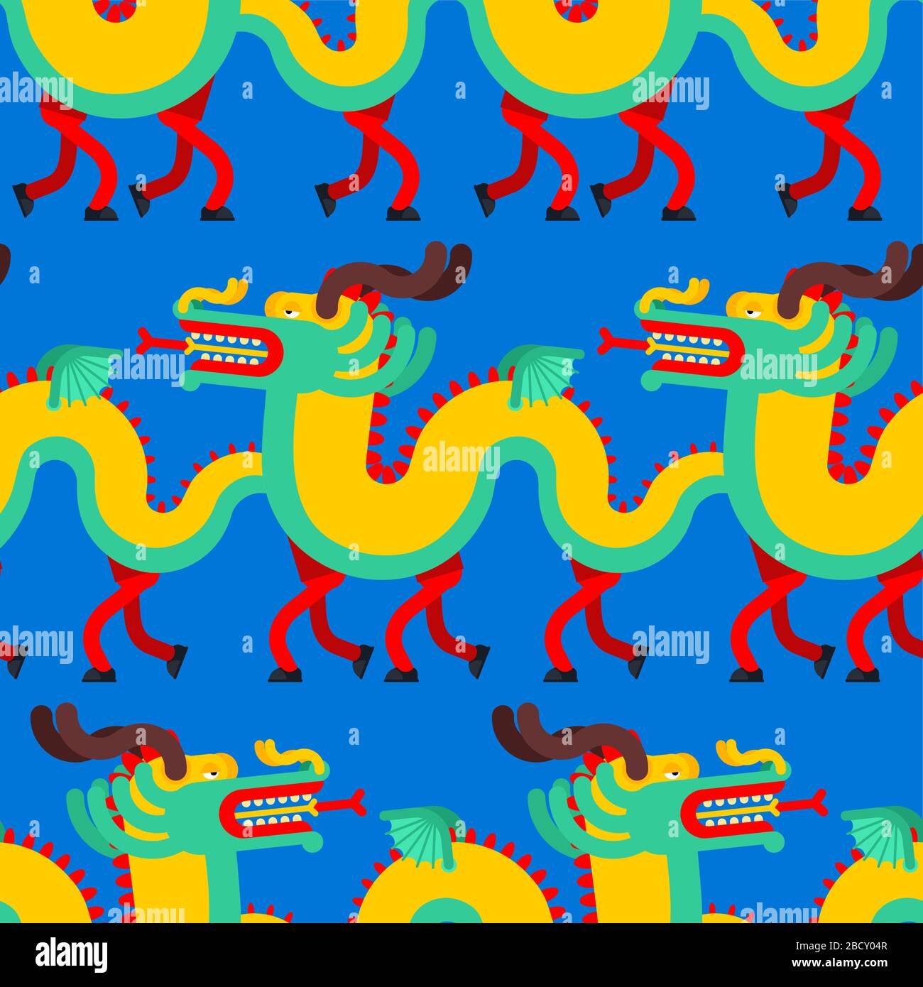 People in Chinese Dragon costume pattern seamless. China Holiday ...