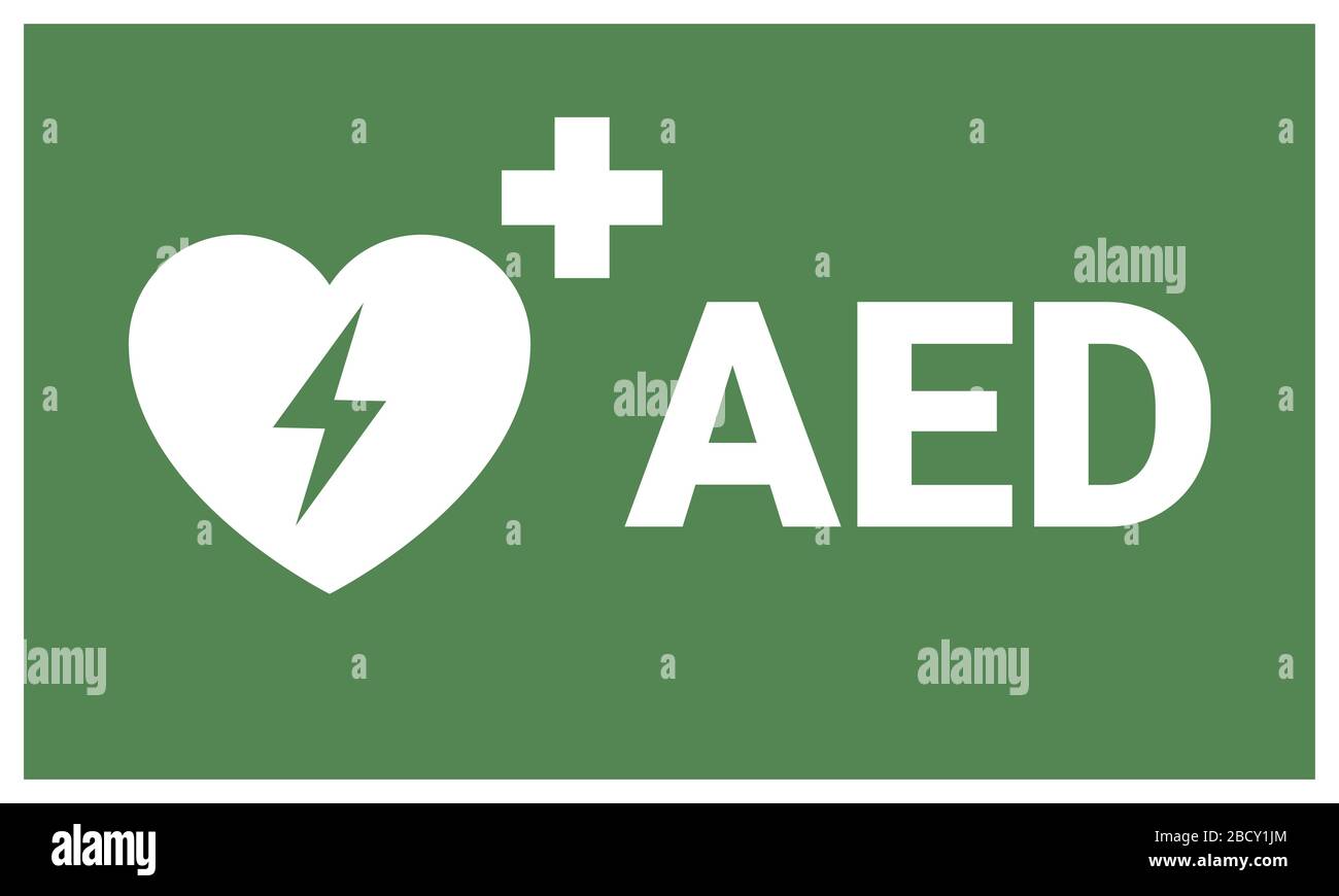 AED sign. Emergency first aid defibrillator sign sticker Stock Vector ...