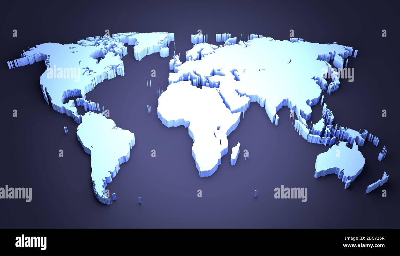 3D world map Stock Photo - Alamy