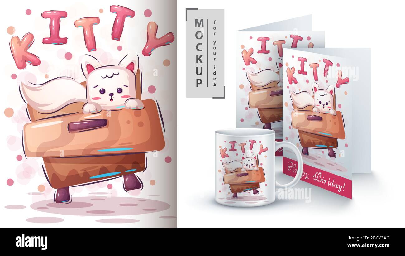Cute kitty poster and merchandising Stock Vector Image & Art - Alamy