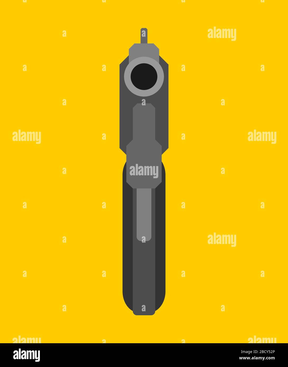 Automatic Gun front view isolated. handgun Vector illustration Stock ...