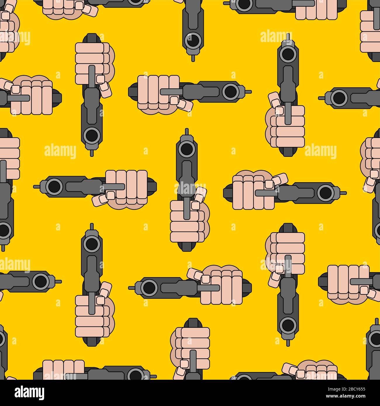 Gun in hand pattern seamless. Fist gun background. vector illustration ...