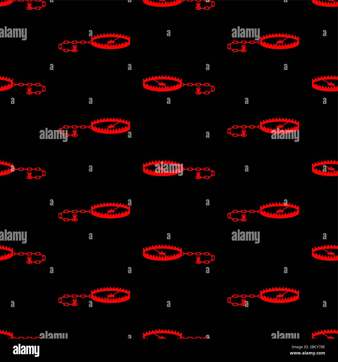 Bear trap pattern seamless. Metal animal mantrap background. vector ...
