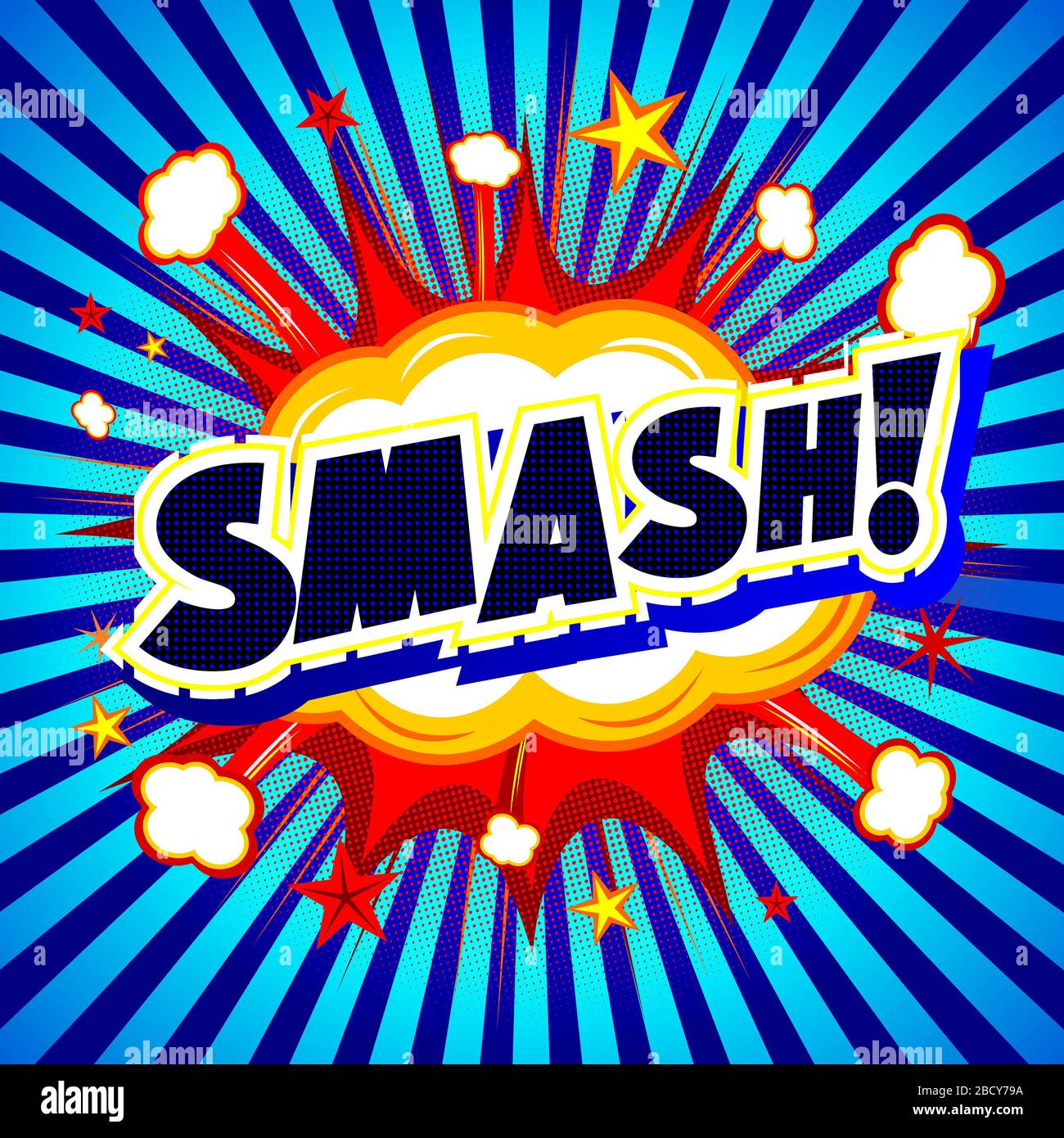 Smash illustration - blue background with stripes Stock Photo - Alamy
