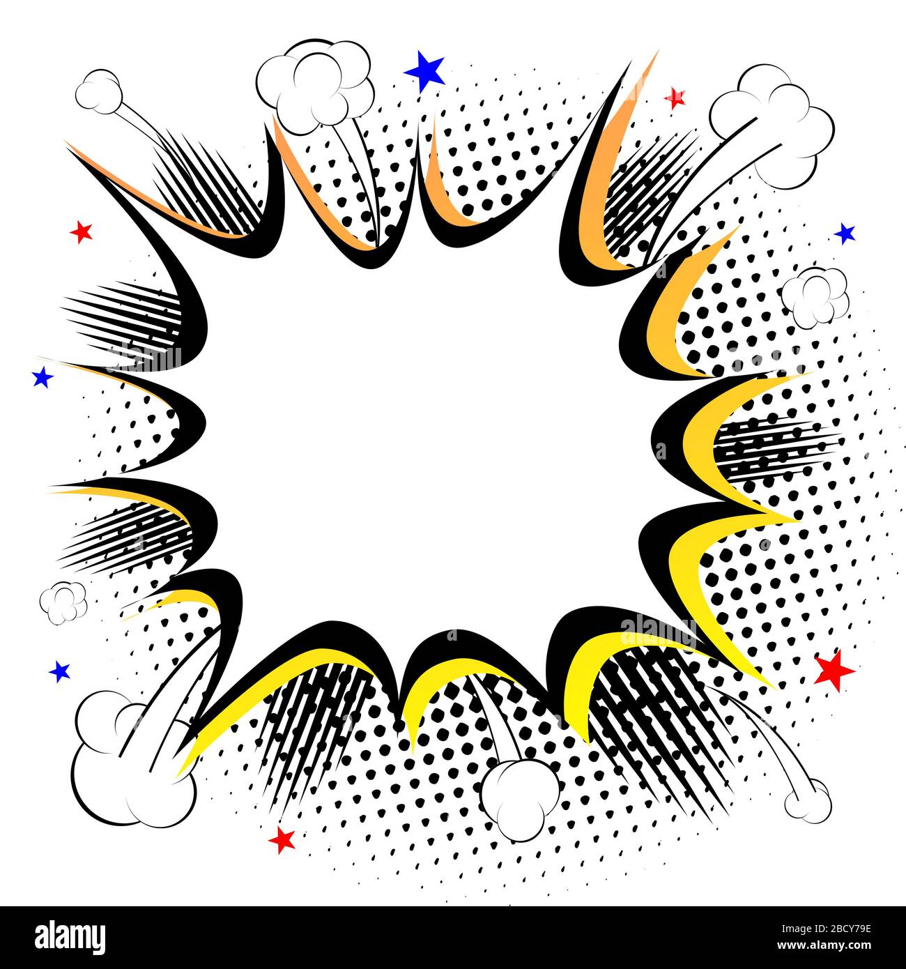 Blast, explosion illustration, white background Stock Photo - Alamy