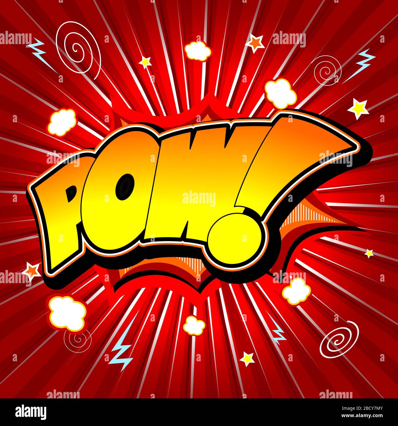 Pow illustration - yellow and orange text, red background Stock Photo ...