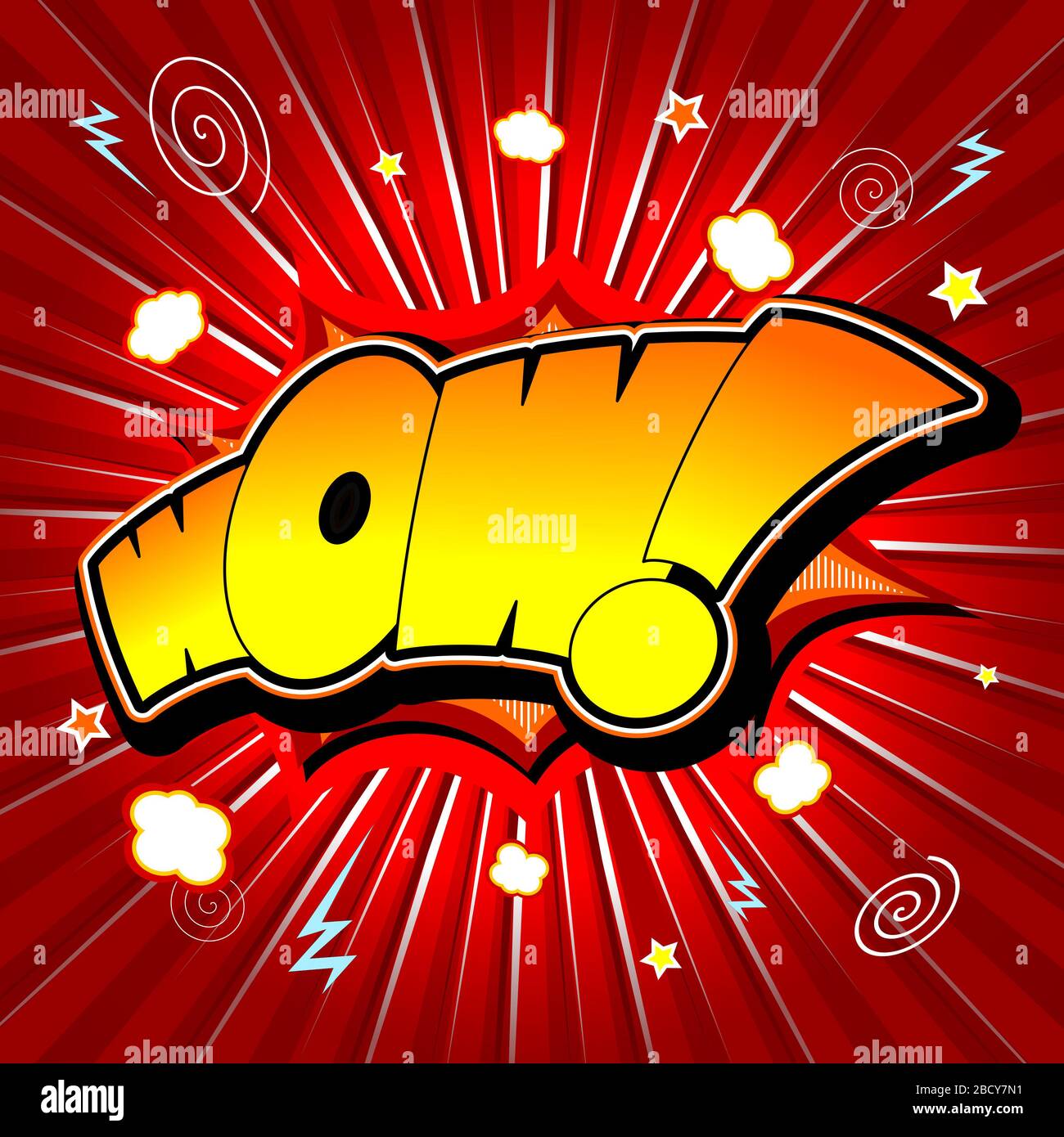 Wow illustration - yellow and orange text, red background Stock Photo ...