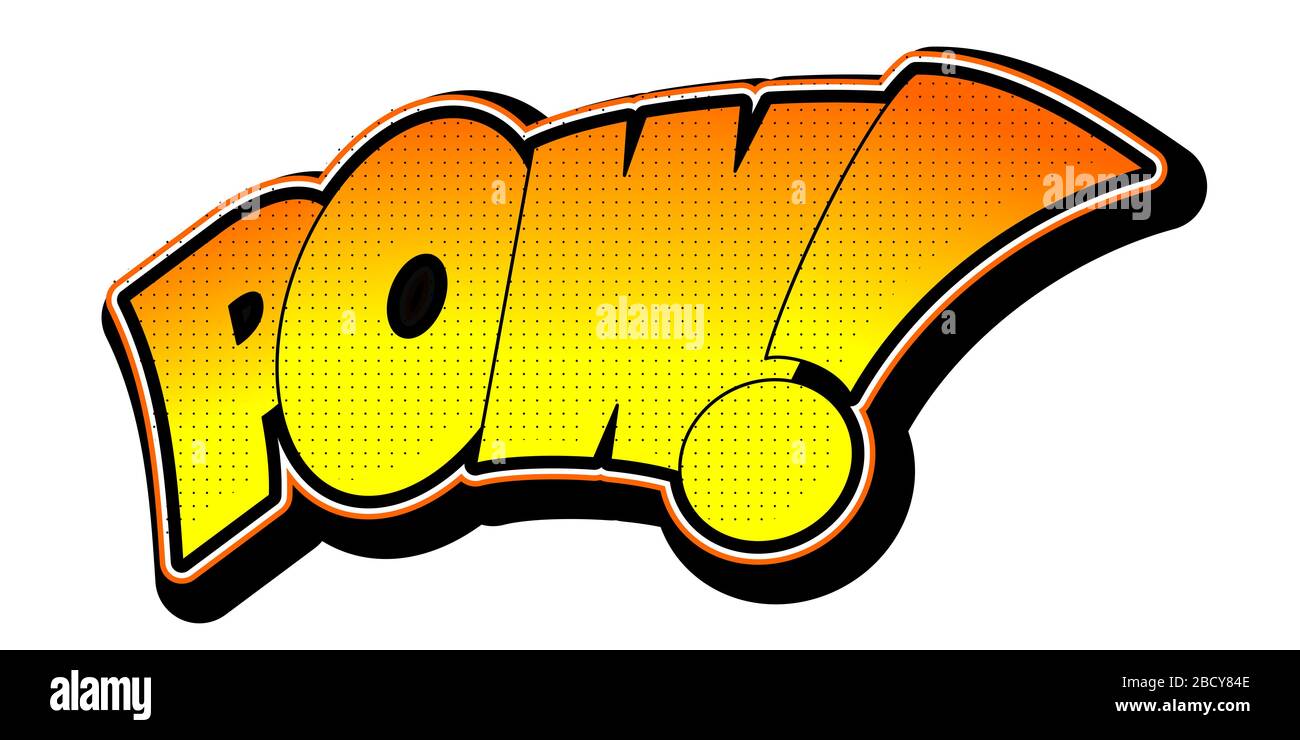 Pow illustration - yellow and orange text, white background Stock Photo ...