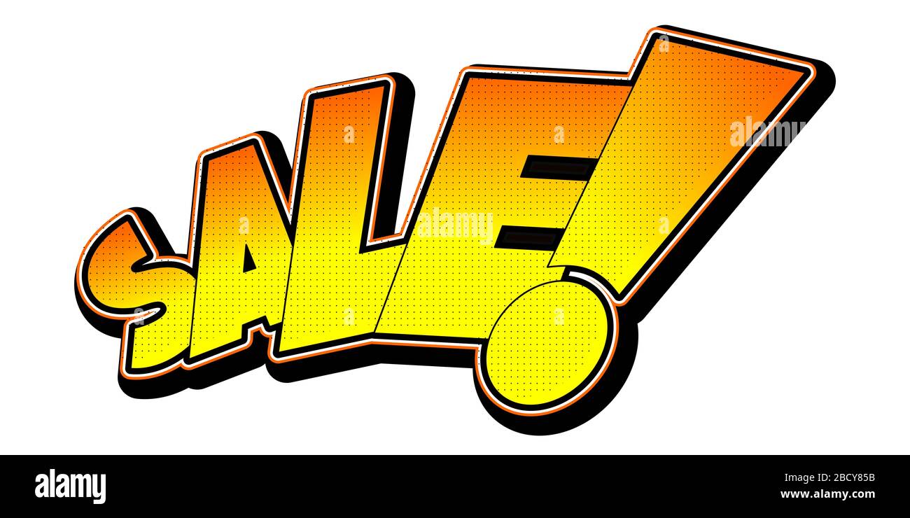 Sale illustration - yellow and orange text, white background Stock ...