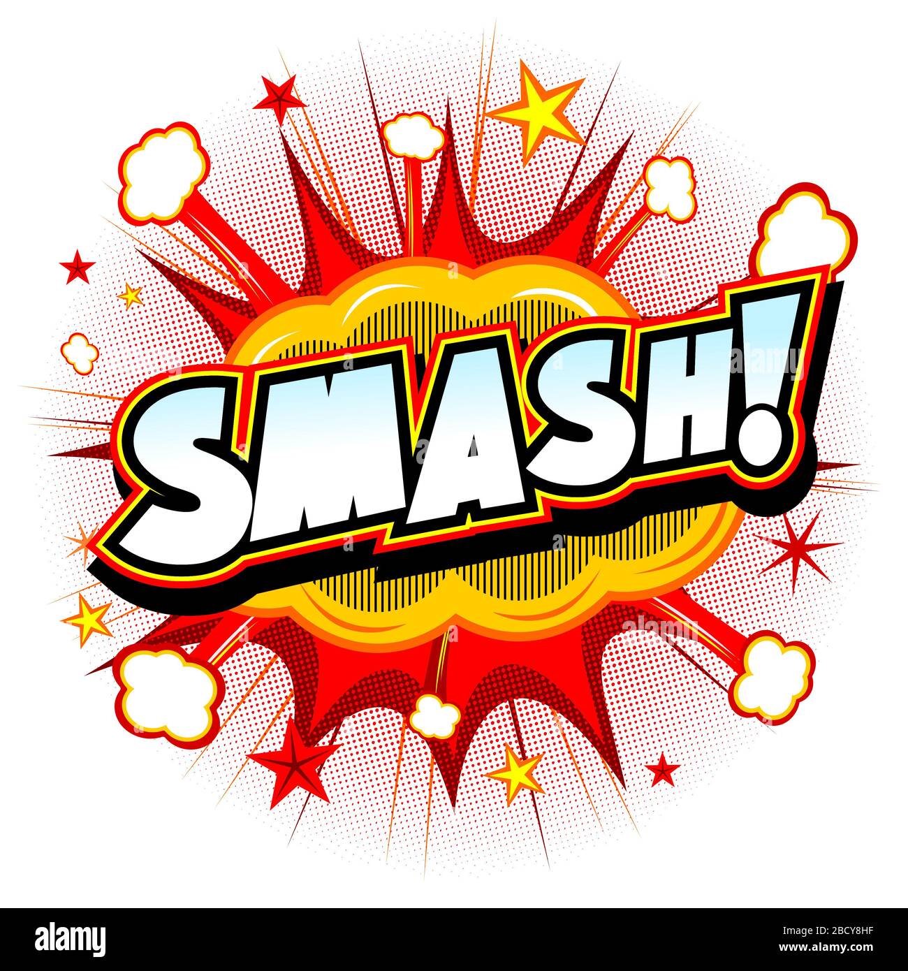 Smash illustration - red explosion, white background Stock Photo - Alamy