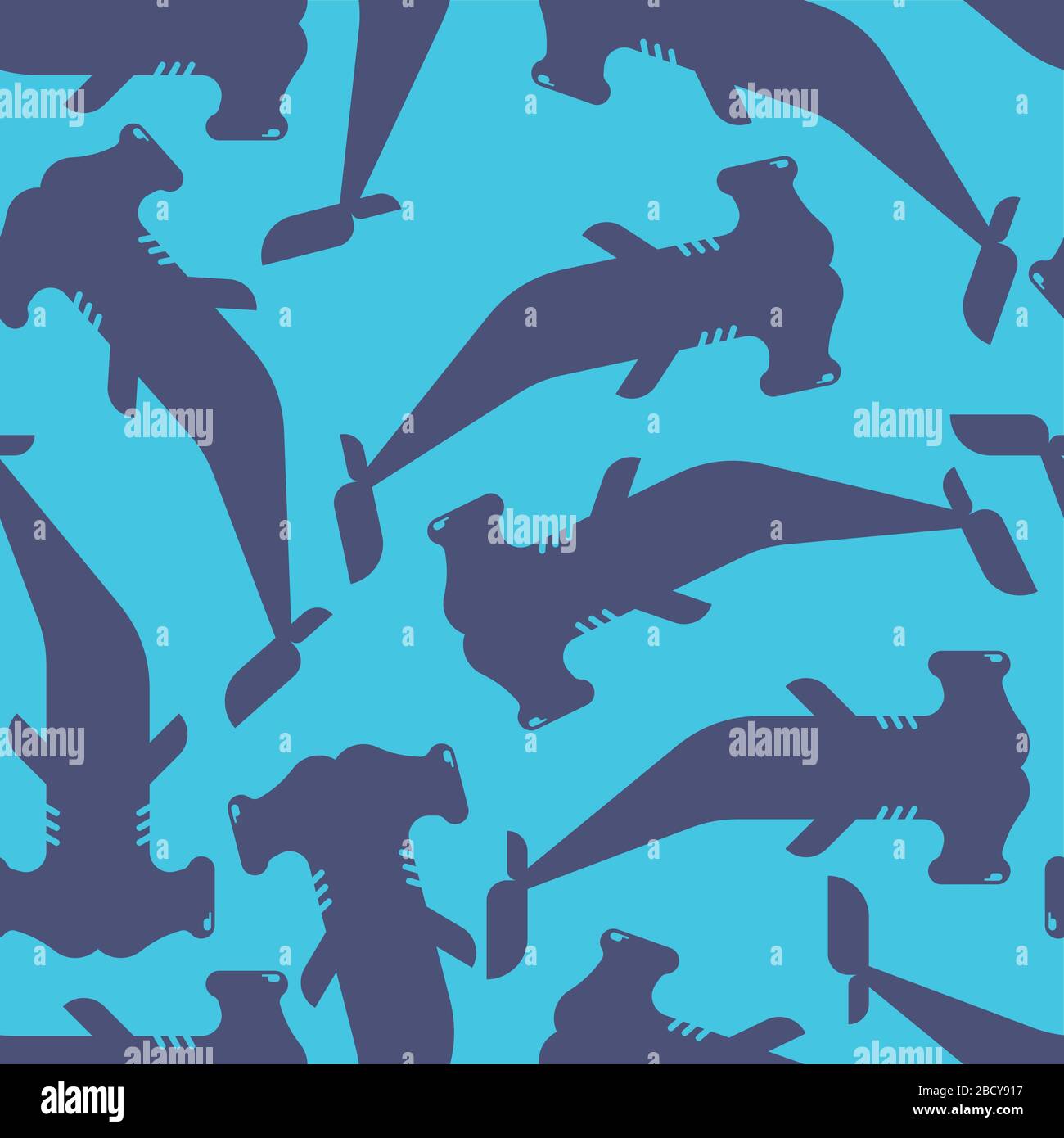 Hammerhead shark pattern seamless. Water predator background. Large ...
