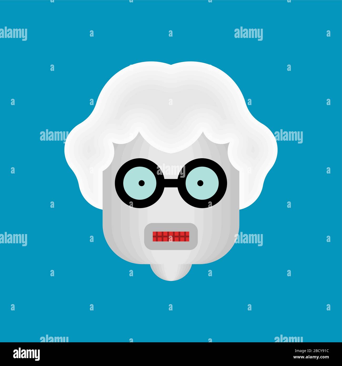 Grandma robot face. Iron grandmother head. Governess Cyborg Stock ...