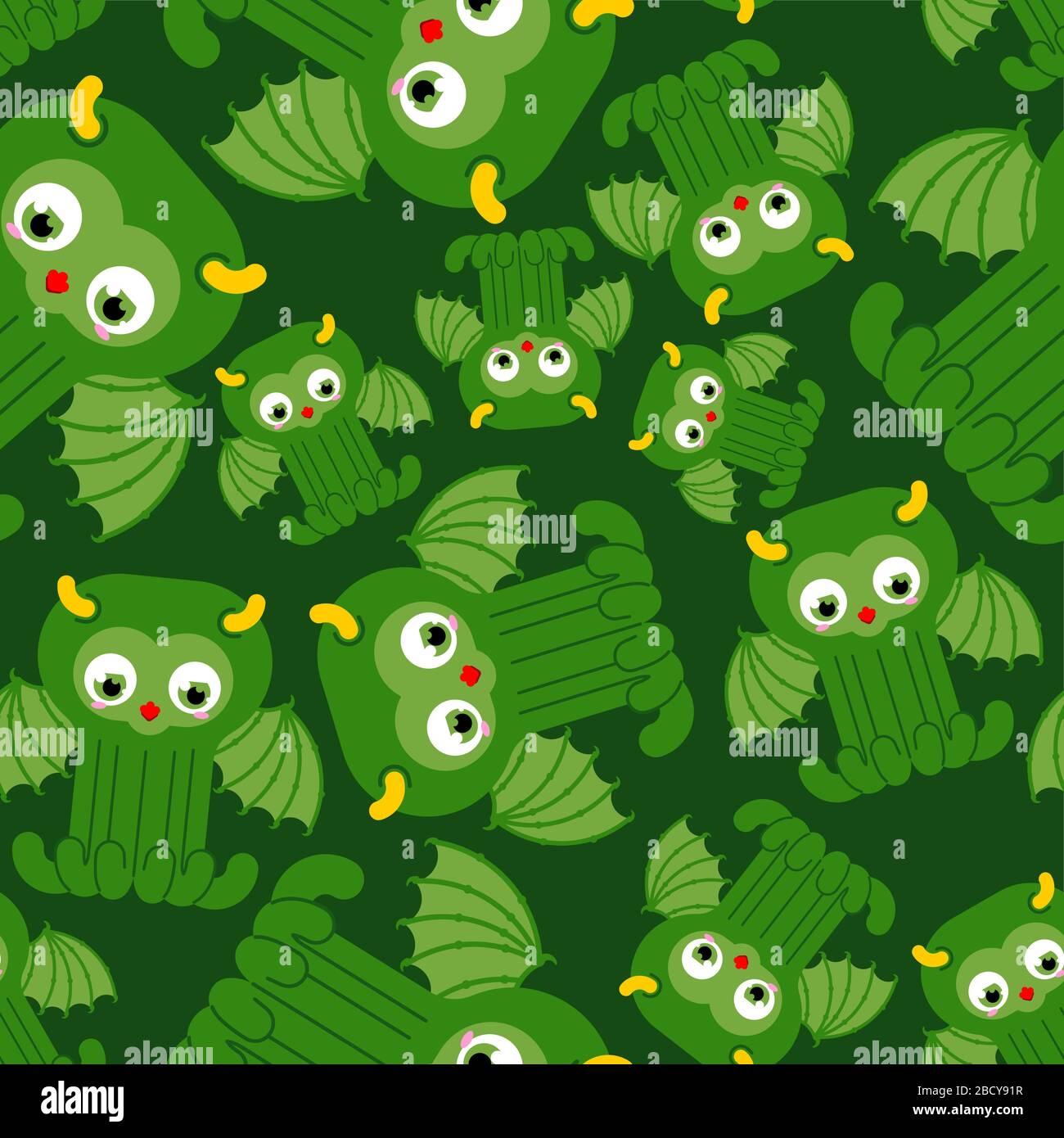 Cute Cthulhu baby pattern seamless. Kraken Cartoon Octopus child ...