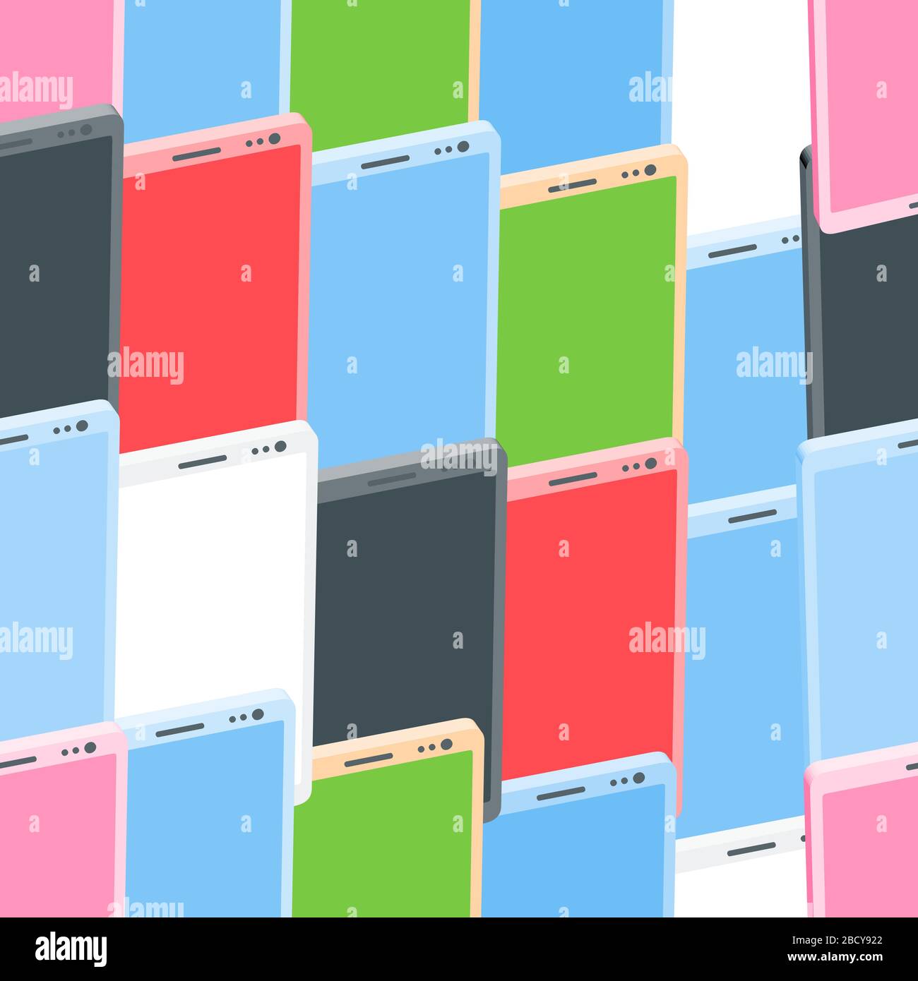 Seamless texture with multi-colored phones. Vector illustration Stock ...