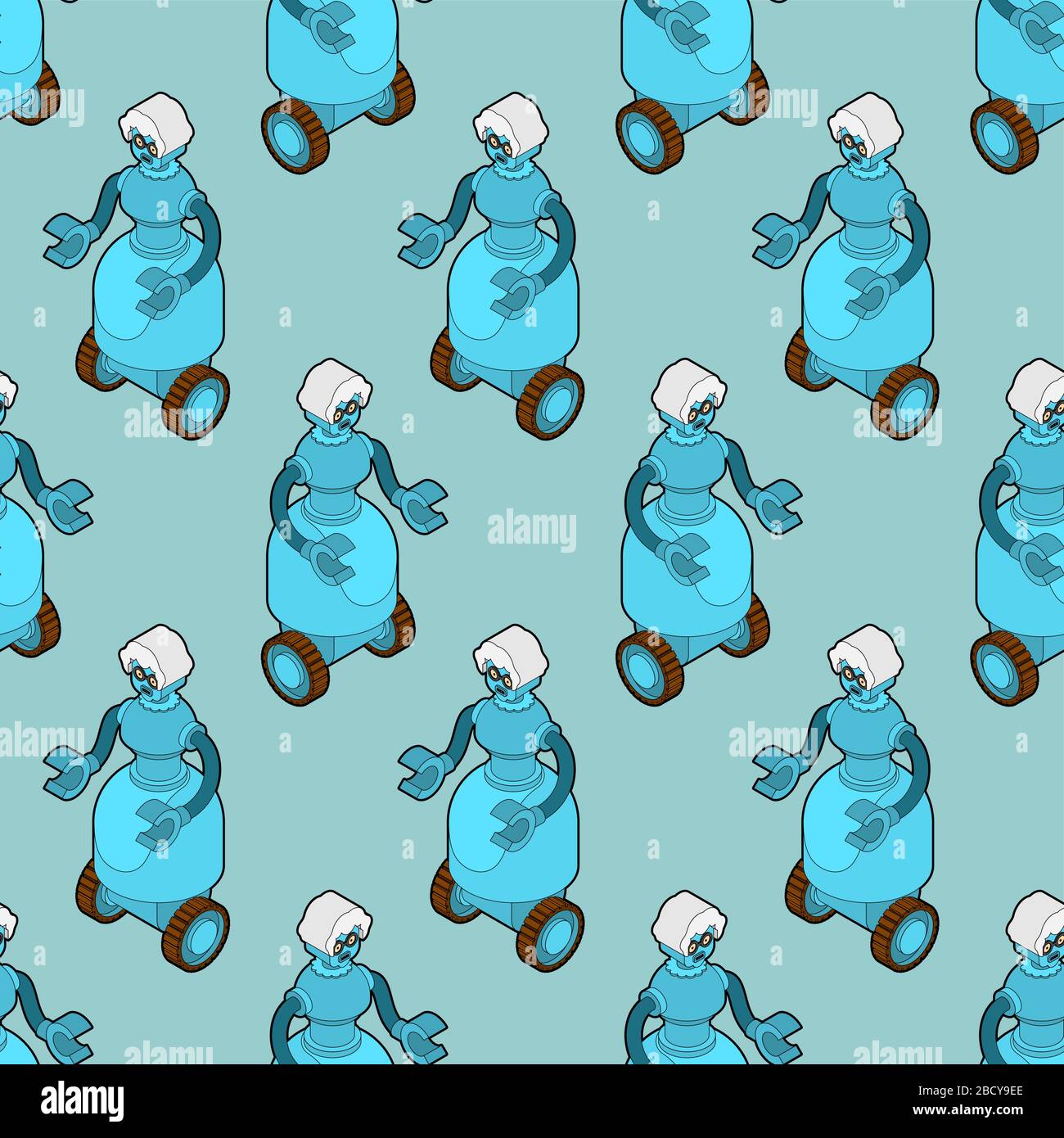 Grandma robot pattern seamless. Governess Cyborg background . Iron ...