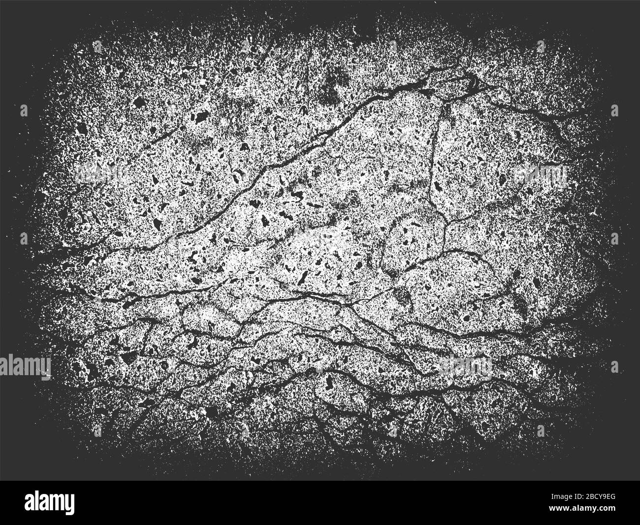 Distress old cracked concrete vector texture. EPS8 illustration. Black ...