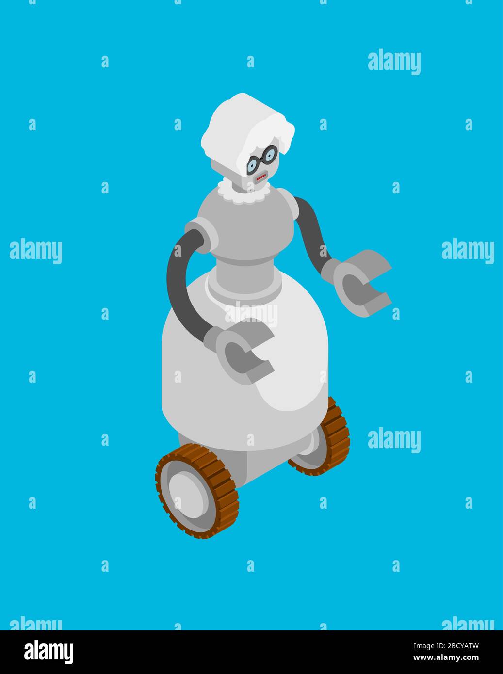 Grandma robot isolated. Governess Cyborg. Iron grandmother Stock Vector ...