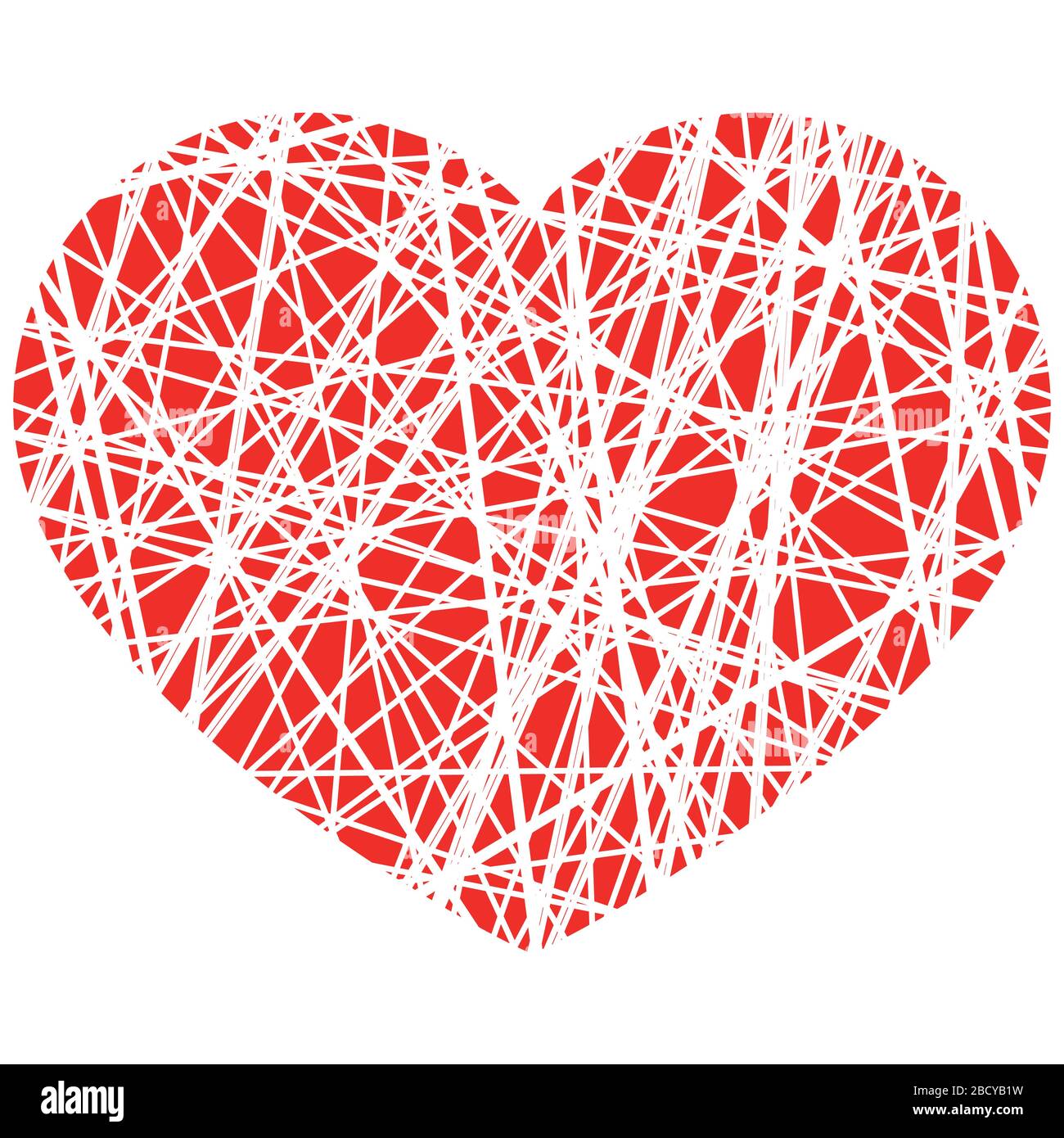 Scratch heart vector icon isolated on white background. Red heart with ...