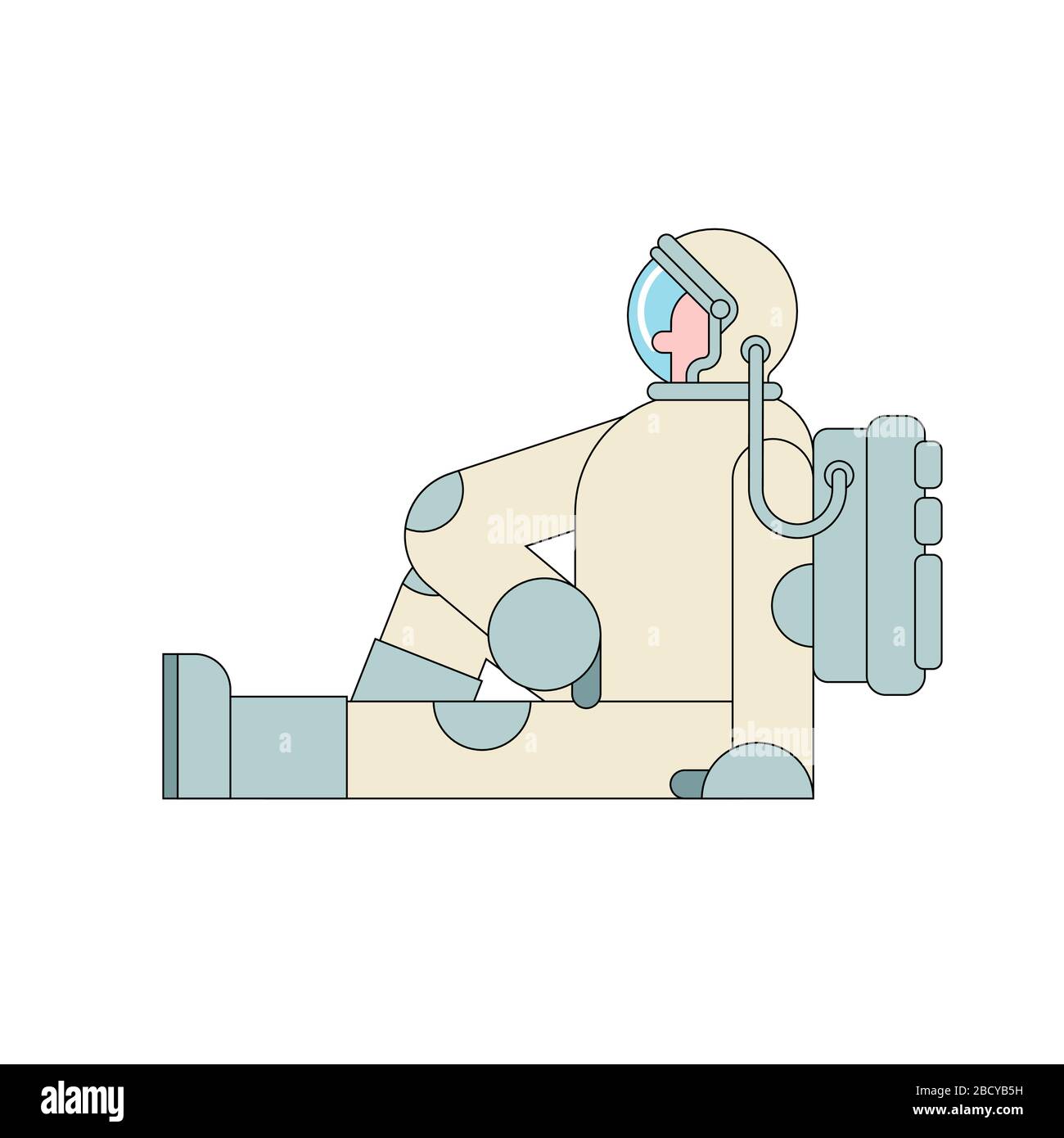 Astronaut sitting isolated. spaceman cartoon vector illustration Stock ...