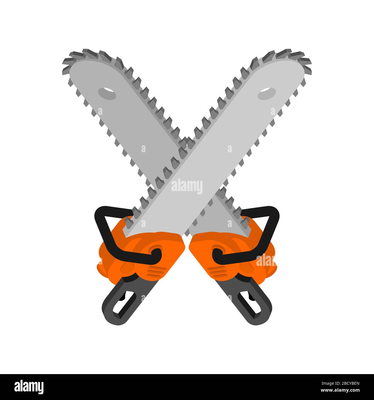 Crossed Chainsaws isolated. Tool woodcutter sign vector illustration ...