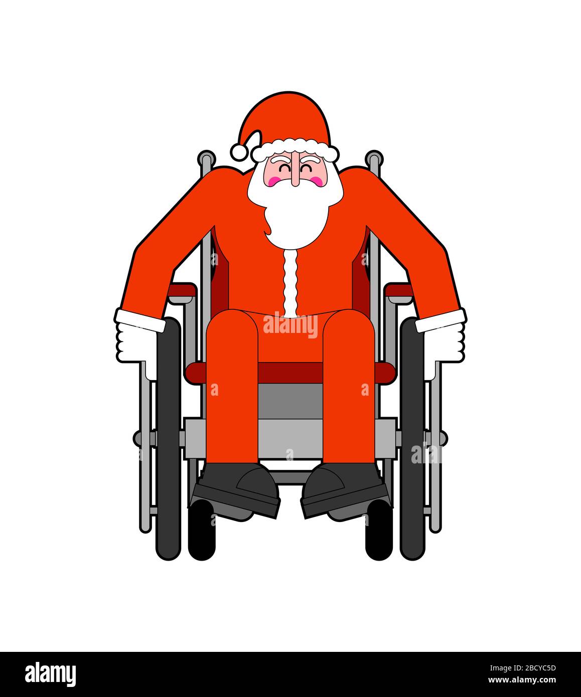 Santa Claus on wheelchair. Disabled grandfather can't walk. Christmas ...