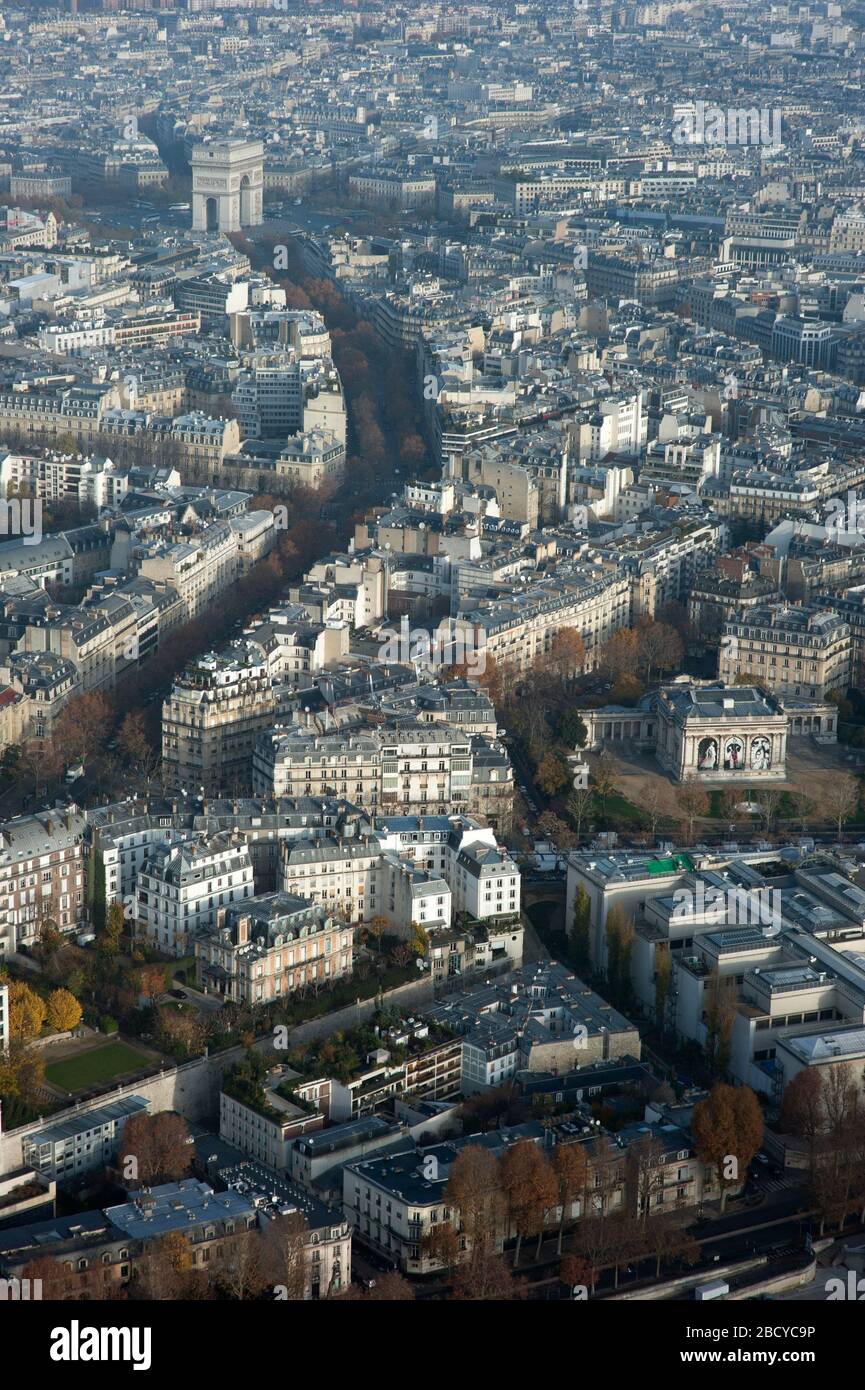 View from Eiffel Tower of Arc de Triomphe and city, Paris, France Stock Photo - Alamy