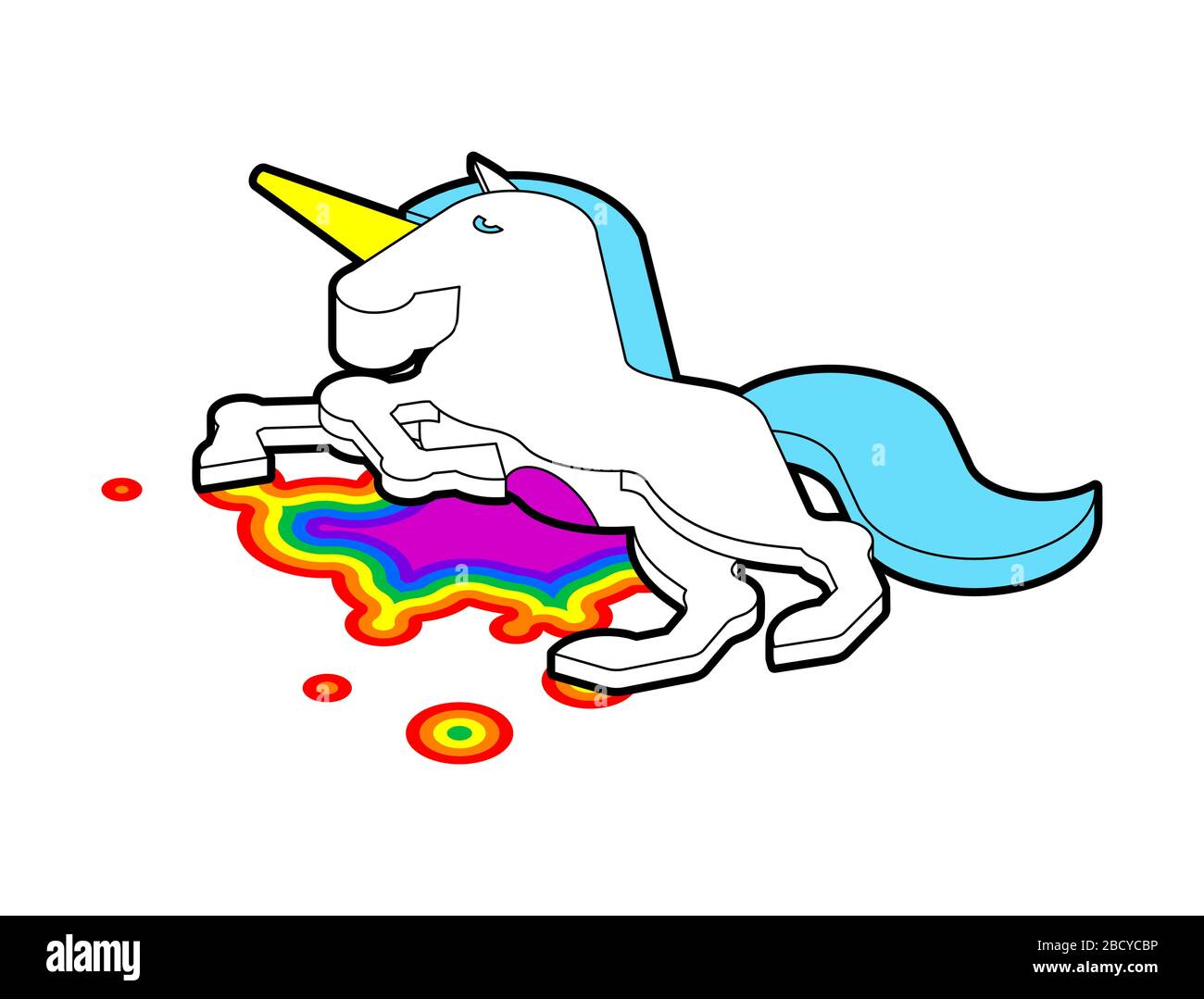 Dead unicorn. Blood rainbow. deceased magic horse. vector illustration ...