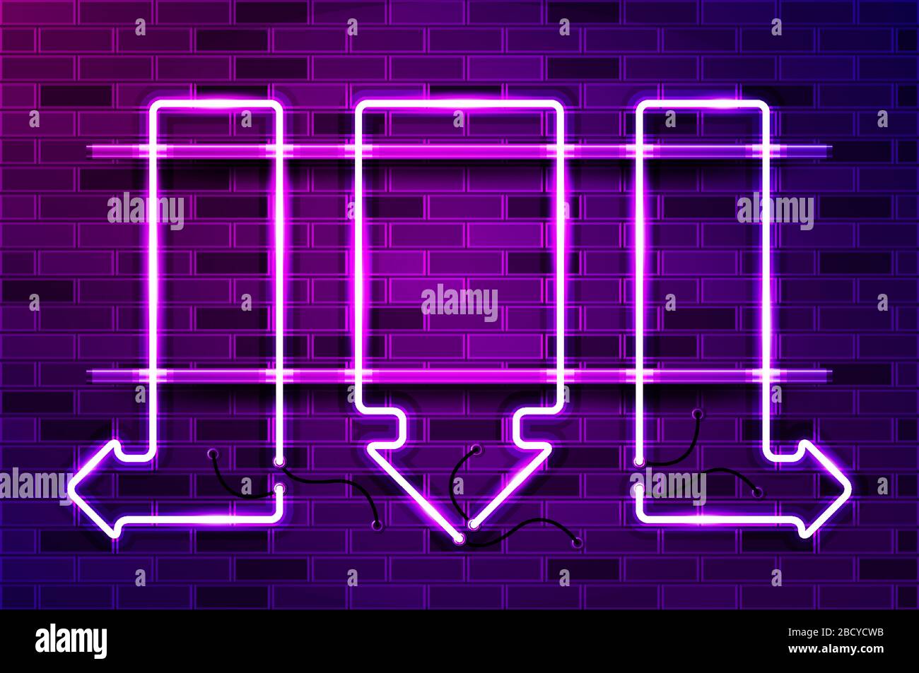 Left, right and down arrows glowing neon sign or LED strip light ...