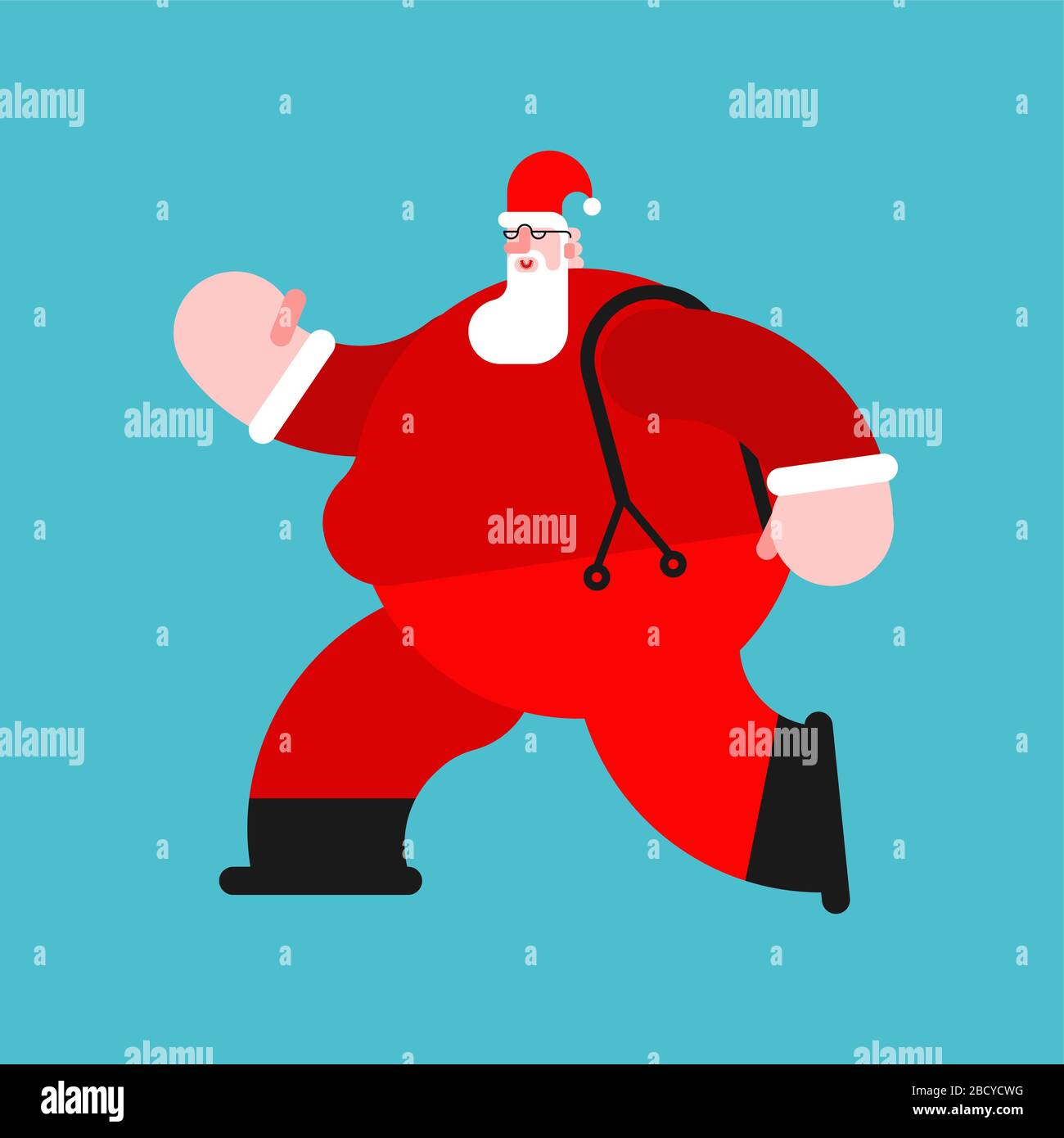 Santa is running. Christmas and New Year. vector illustration Stock ...