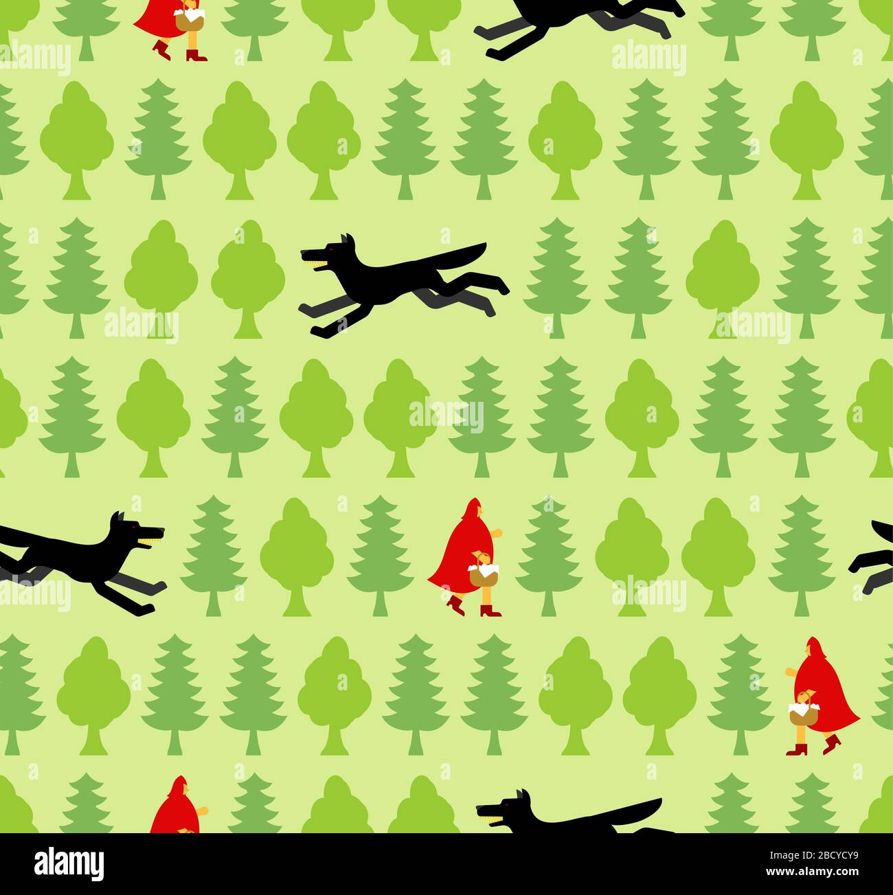 Little Red Riding Hood and Wolf pattern seamless. Children texture ...