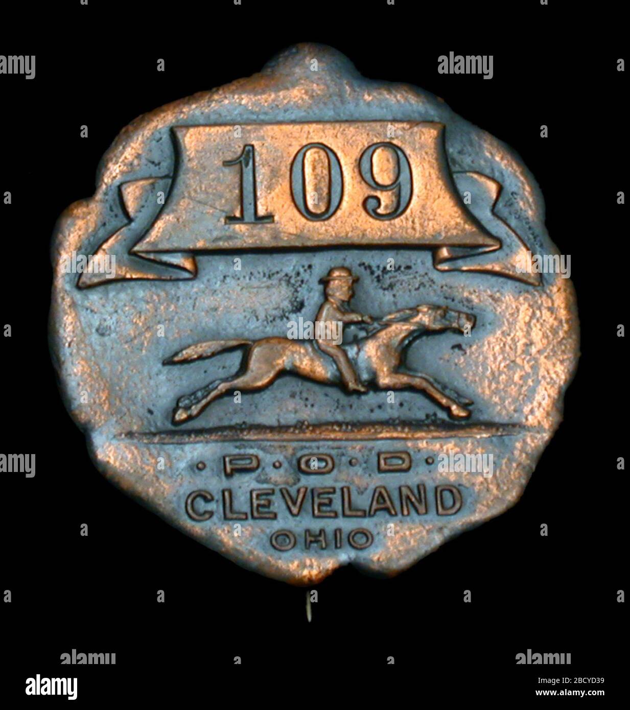 City letter carrier chest badge number 109. U.S. Post Office Department ...