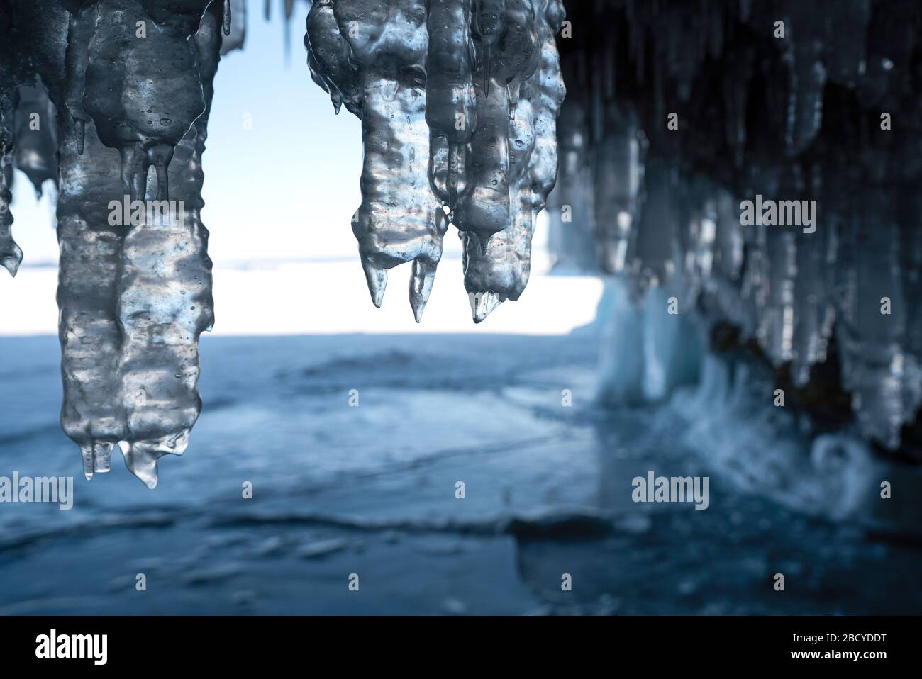 Close up Ice swag inside the cave. Lake Baikal, Russia Stock Photo - Alamy